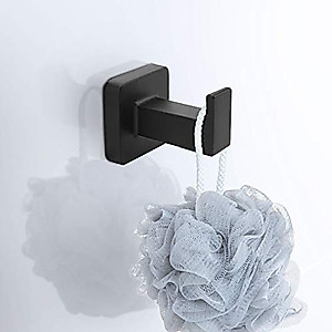 Matte Black Bathroom Hardware Set 4 Pieces,Towel Bar Set Includes 17In Hand Towel Bar, Towel Ring, Robe Towel Hooks,Toilet Paper Holder, Bathroom Towel Rack Set