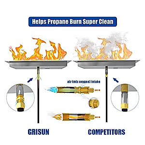 GRISUN 1/2" LP Air Mixer Valve for Propane Gas Fire Pits, Air Mixture Valve with 1/2 Female Adapter, Stainless Steel and Solid Brass, 150K BTU High Capacity