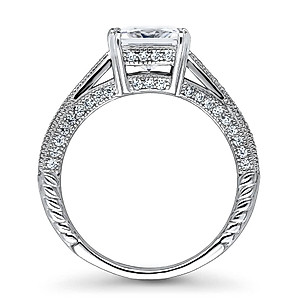 BERRICLE Sterling Silver Solitaire Wedding Engagement Rings 2 Carat Princess Cut Cubic Zirconia CZ Art Deco Promise Ring for Women, Rhodium Plated Size 4.5
