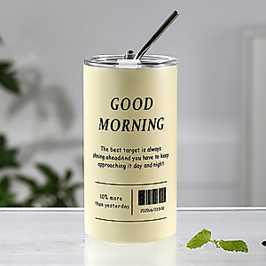 20OZ insulation and cooling ice cream cup, simple office portable car straw water cup, vacuum double-layer coffee cup, 304 stainless steel cold and hot drink travel cup (Off white)