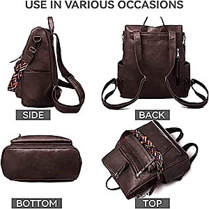 Leather Backpack Purse for Women PU Leather Medium Size Backpack Fashion Anti Theft Handbags and Shoulder Bag Travel Bags, Gray, One Size