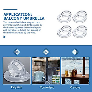 DOITOOL 4 Sets Patio Table Umbrella Hole Ring and Caps Set, Silicone Umbrella Hole Plug and Cap for Glass Patio Garden Beach Table Deck Yard, 2 Inch (Clear)
