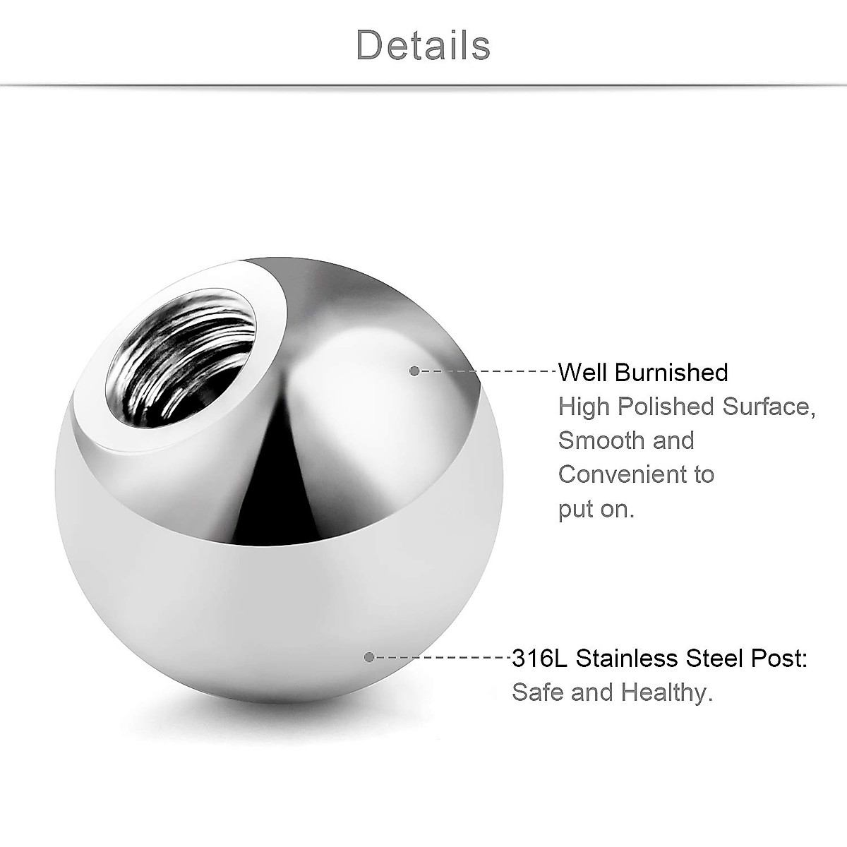 SCERRING 80PCS 16G 316L Surgical Steel Externally Threaded Replacement Balls Body Jewelry Piercing Barbell Parts For Women Men 3mm