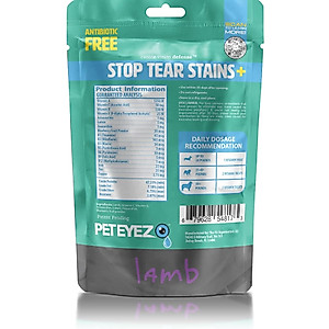 Pet Eyez-Dog Tear Stain Remover - Tear Stain Remover for Dogs - Dog Eye Care -Dog Treats with Astaxanthin, Blueberry Fruit Powder, Lutein, Grain Free, All-Natural Protein (Lamb-2 Pack)