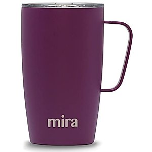 MIRA 18 oz Insulated Coffee Mug - Stainless Steel Travel Cup with Easy-Grip Handle - Car Cup Holder Compatible - Iris
