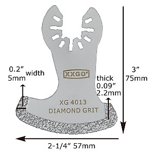 XXGO 3 Pcs Diamond Oscillating Multi Tool Segment Grit Grout Swing Blades for Girt Grout Removal XG3001S