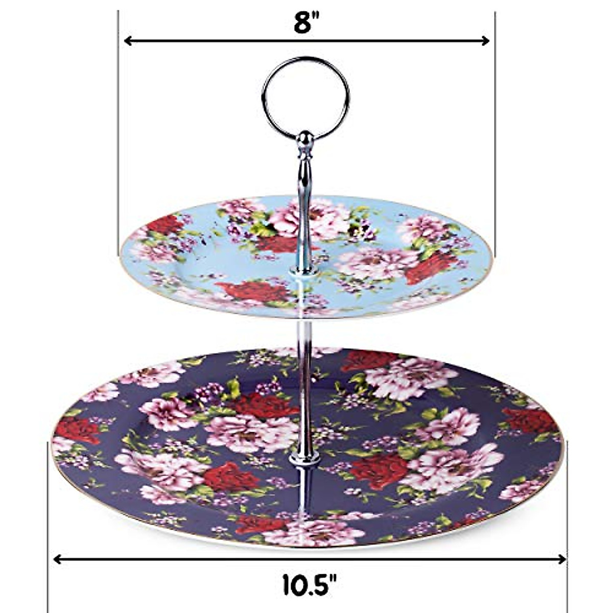 BTaT - Floral 2 Tier Round Porcelain Cupcake Stand, 2Tier Serving Tray, Dessert Stands, Tea Party Supplies, Party Table Decoration, Dessert Display Stands, Cookie Trays for Parties