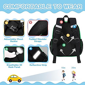 Toddler Backpack, 12'' Preschool Mini Backpack for Small Kids Boys and Girls 1-4 years old Kindergarten Small Bookbag with Chest Buckle and Reflective Strip,Green and Blue