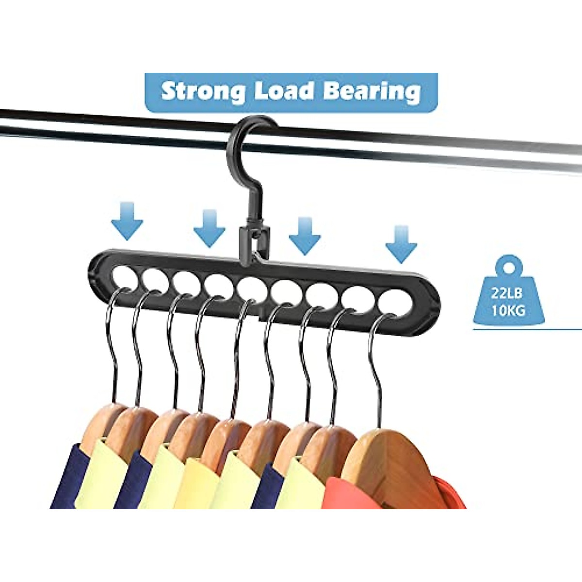 Magic Hangers, 10 Pack Black Hangers, Clothes Hangers, Closet Organizers and Storage, Hangers Space Saving, Non-Slip Hangers, Multifunctional Storage Plastic Hangers with 9 Slots, Dorm Room Essentials