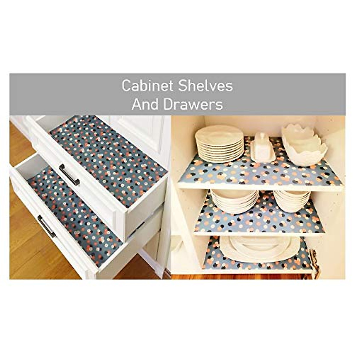 Ari Surplus 18Inches X 10FT Kitchen Liner for Cabinets, for Shelves, for Drawers Refrigerator, Non-Adhesive, Easy to wash, Waterproof and Oilproof (Blue, Flower)