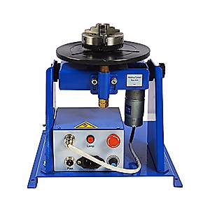 PreAsion 10KG Welding Positioner Turntable with 80mm Chuck Rotary Table Workbench 3 Jaw Chuck Diameter 180mm 0-90º for Circle Work Welding Equipment Positioning Welder 110V