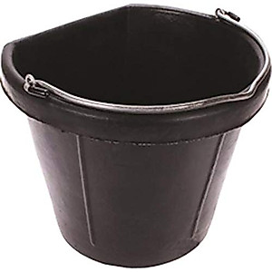 Fortiflex Flat Back Feed Bucket for Horses, 20-Quart, Black