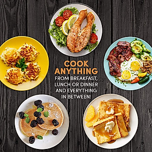 Elite Gourmet EGR-2722B Electric 10.5" x 8.5" Griddle, Cool-touch Handles Non-Stick Surface, Removable/Adjustable Thermostat, Skid Free-Rubber Feet, Black