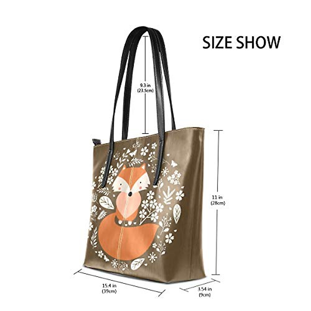 Nander Womens Leather Handbags Fox Leaves Purses Shoulder Tote Bags Satchel