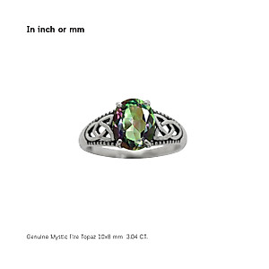 Silvershake 3.04ct. Mystic Fire Topaz 925 Sterling Silver Triquetra Celtic Knot Solitaire Ring Size 7.5