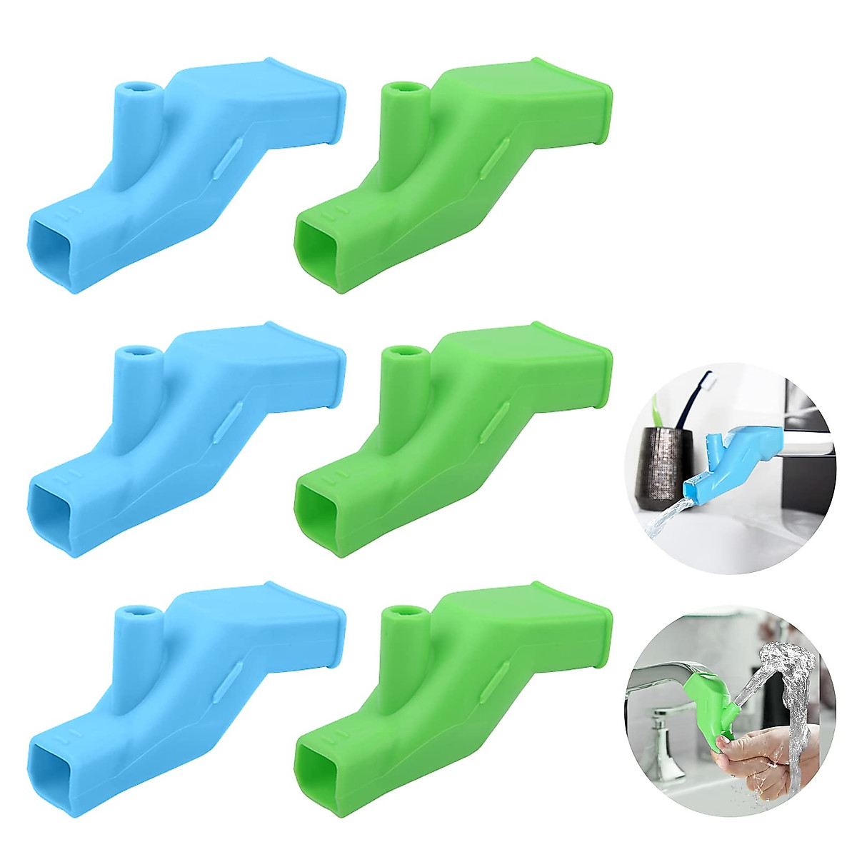 6Pcs Silicone Faucet Extender for Kids,Faucet Connector Kitchen Water Tap Extension,Portable Kitchen Sink Faucet Attachment,Baby Bath Tub Faucet Cover Bathroom Accessories