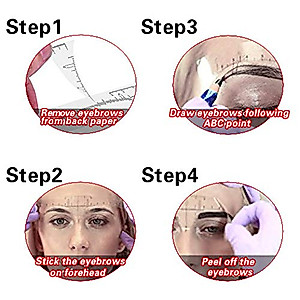 Eyebrow Ruler,130Pcs Disposable Eyebrow Ruler Sticker, Adhesive Eyebrow Microblading Ruler Guide for Makeup Tool