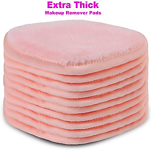 𝐄𝐱𝐭𝐫𝐚 𝐓𝐡𝐢𝐜𝐤 Reusable Makeup Remover Face Cloth (10 pack), Makeup Removal Cleansing Cloth Eye Makeup Remover Cloths Gift Box Packaging for Women 5" X 5" -Pink