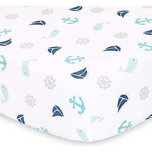 The Peanutshell Nautical & Striped Crib Sheets for Baby Boys or Girls | Unisex 2 Pack Set