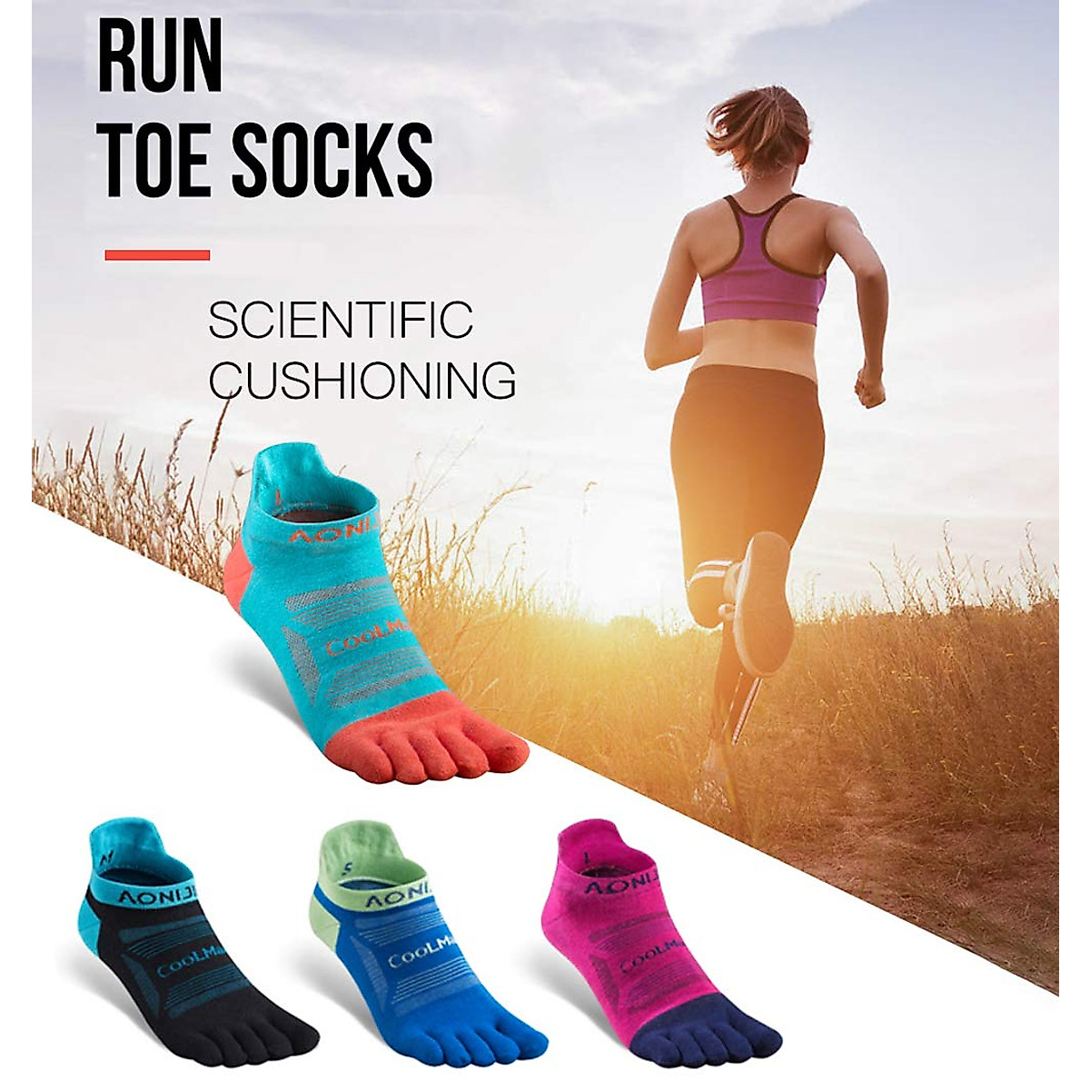 AONIJIE Toe Socks for Men and Women High Performance Athletic Five Finger Socks Soft,Comfortable and Breathable, Ankle-Medium