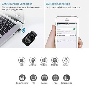 Wireless Bluetooth Barcode Scanner with Base.USB 2.0 Wired Barcode Imager Automatic Barcode Reader Handhold Scanner.with USB Cable for Laptops.Computers.Cashier.POS