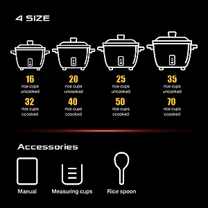 Pantin Commercial Electric Rice Cooker – 35 Cups Raw / 70 Cups Cooked Capacity w/Measuring Cup & Scoop – High-Efficiency Large Rice Cooker Commercial Rice Cooker for Restaurants, Hotels and Catering