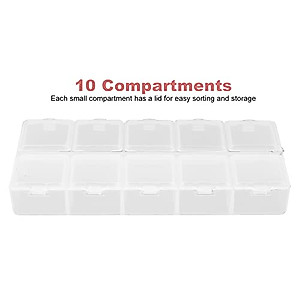 Grid Organizer Box, 10 Compartment Organizer Container Storage Boxes Plastic Desktop Cosmetic Storage Embroidery Accessories Containers for Jewelry Earrings Nails Tool Diamond Painting Storage Box
