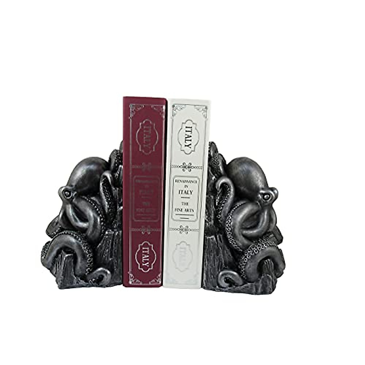 World of Wonders Octopus Bookend | Ocean Decor Decorative Bookends | Kraken Bookend | Pewter Book Shelf Holder | Beach House Decor | Ocean Theme Under The Sea Marine Life Nautical - 7"
