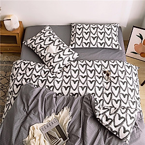 BUniq Duvet Cover Set King/Twin/Full/Queen Size, 3 Pieces (1 Duvet Cover + 2 Pillow Cases), Textured Duvet Cover with Zipper Closure, Four Corner Ties,Ultra Soft Washed Microfiber(Queen,006)