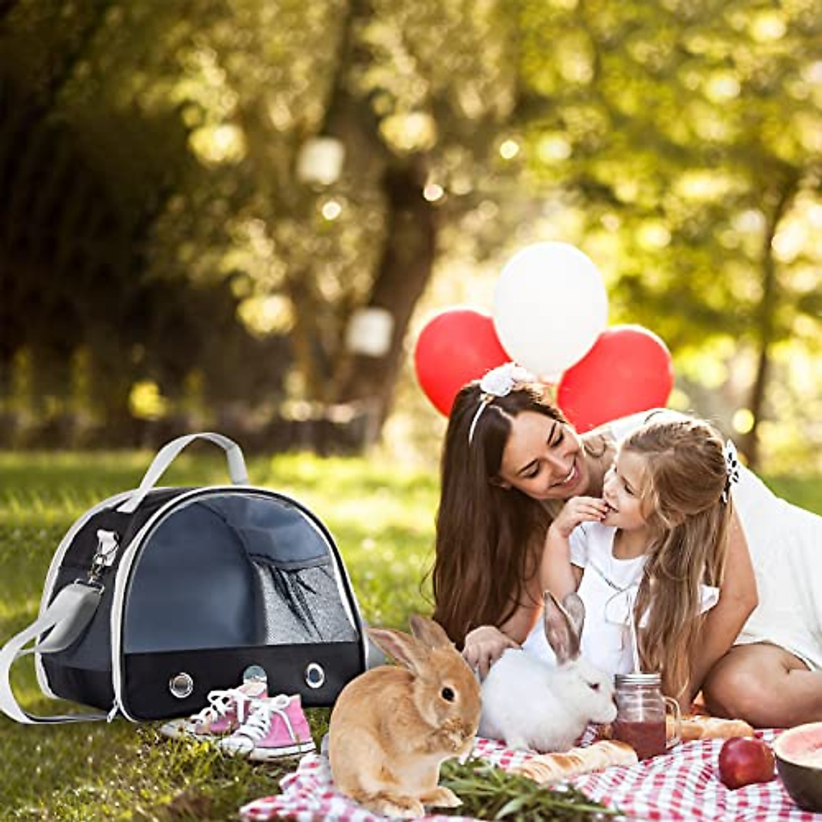 Guinea Pig Cages Small Animal - Bird Rabbit Turtle Carrier Bag African Hedgehog Portable Travel Carrier Outdoor Hang Bag（Black）