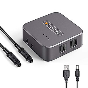 ELUTENG 1X3 Toslink SPDIF Digital Optical Audio Splitter, 3-Way Signal Amplifier with Optical Audio Cable Support LPCM2.0/DTS/Dolby Digital for TV,Home Theater,Sound bar, PS4,Blu-ray,Xbox
