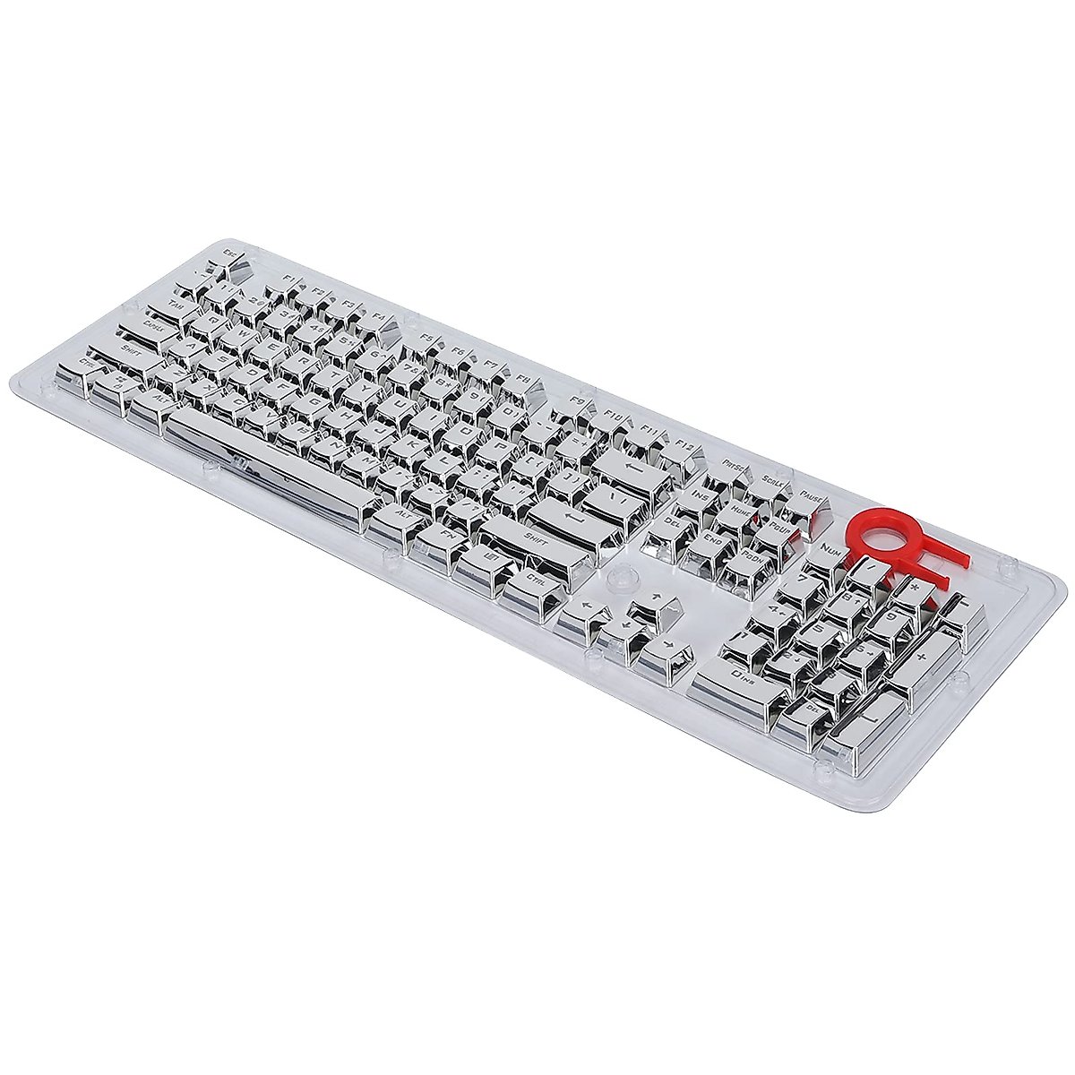 104Pcs Keycaps,DIY Personalized Design Metallic Durable Stable Two Tone Translucent Backlit Mechanical Keyboard Caps,Gaming Keyboard Replacement Parts(Silver)
