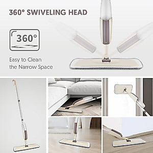 Spray Mop for Floor Cleaning, HOMTOYOU Floor Mop with a Refillable Bottle and 3 Washable Microfiber Pads, Dry Wet Spray Mop for Home Kitchen Hardwood Laminate Wood Vinyl Ceramic Tiles Floor Cleaning