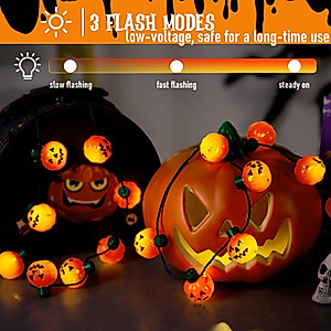 Shindel 2PCS Pumpkin Light Up Necklaces, Light Up Halloween Necklace Pumpkin Flashing Necklace Halloween Party Favors Trick or Treat