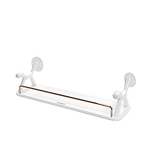 hisucbetter Floating Shelf Wall Mounted, Floating Shelves for Bedroom, Bathroom, Living Room, Kitchen, Laundry Room Storage & Decoration. L15.75XD4.72IN, White Shelves for Wall Decor. (White+Gold)