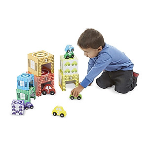 Nesting & Sorting Garages & Cars: Activity Kit Bundle with 1 Me l i ssa & Doug Rainbow Scratch Art Mini-Pad (02435 - R)