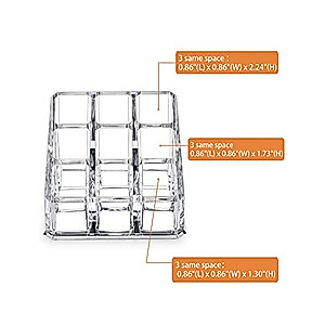 MOSIKER Lipstick Lip Gloss Organizer,Small Clear Acrylic Compact Essential Oil Rollerball Perfume Holder with 9 Slots