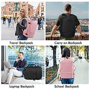 Beraliy Large Travel Backpack for Women, Personal Item Bag Airline Approved, Carry On Luggage, 17.3 inch Laptop Backpack, Waterproof Backpack,Hiking Backpack, Pink