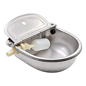 Automatic Cow Drinking Water Bowl, Stainless Steel Feeder Trough Dispenser Waterer for Pet Dog Horse Cattle Goat Sheep, with Float Ball Valves
