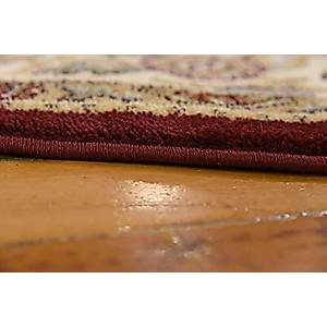 Unique Loom Voyage Collection Traditional Oriental Classic Intricate Design Area Rug (6' 0 x 6' 0 Round, Red/Tan)