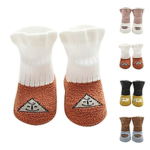 Lykmera Cute Children Toddler Shoes Autumn Winter Boys Girls Socks Shoes Floor Sports Shoes Non Slip Warm Shoes Socks (Blue, 0-6 Months)