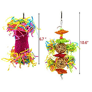 CooShou 5Pcs Small Parrot Chewing Toys Bird Shredder Toys Bird Parrot Foraging Hanging Toys for Small Birds Parakeets Parrotlets Lovebirds Cockatiels