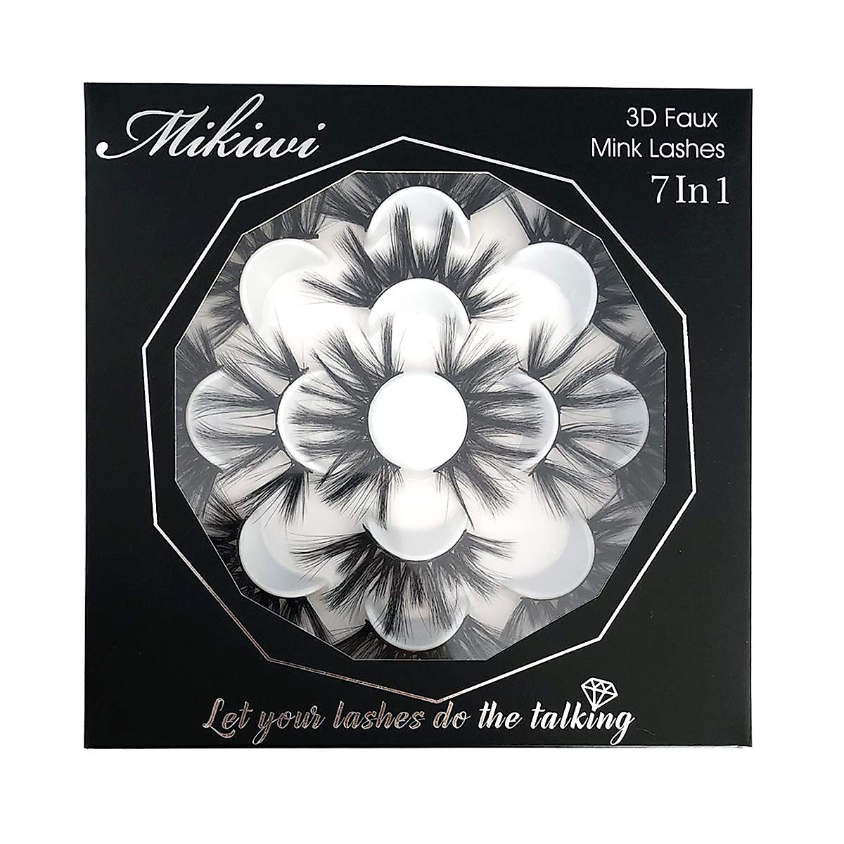 MIKIWI 25mm Faux Mink Lashes, 6D lashes, Faux Mink Eyelashes, Dramatic Lashes, 7 Pairs Fluffy Mink Lashes, 25 mm Lashes for Halloween Party