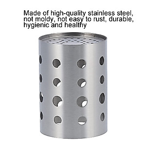 Tomotato Stainless Steel Utensil Holder, 6.3" Kitchen Utensil Holder Caddy Silverware Drying Rack Utensil Drainer Countertop Utensil Storage Organizer Cutlery Holder, 3.9" Diameter