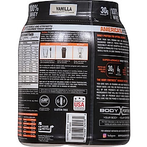 Body Fortress Super Advanced Whey Protein Powder, Vanilla, Immune Support (1), Vitamins C & D Plus Zinc, 1.74 lbs