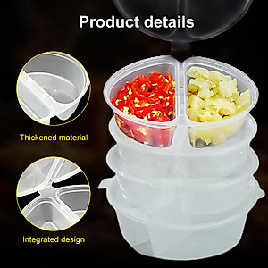 Double Compartment Condiment Containers with Lids, 2024 Condiment Salad Containers 2 Compartment, Upgrade Disposable Double Compartment Snack Containers (20, Three Compartment)