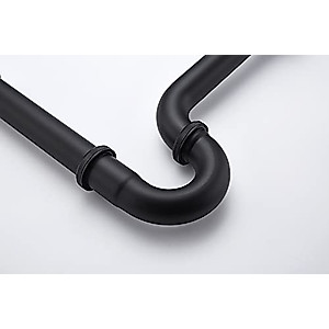 GORDEE Bathroom Basin Sink Bottle P Trap, Brass U-Shape 1-1/4 inch Slip Inlet Drain, Lavatory Adjustable Height Sink Waste Drain P-Trap Kit, Pls Measure ur Sink Hole Size Before Order, Matte Black