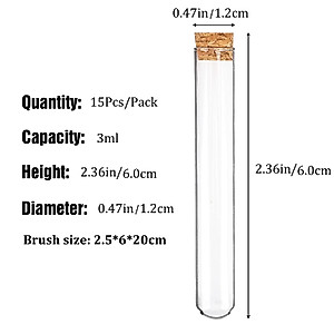 Test Tubes, 15Pcs 3ml Plastic Tube, Propagation Tubes, Test Tubes with Lids, Plastic Test Tubes, Test Tube, Test Tubes for Plants, Plastic Tubes with Caps, Clear Plastic Test Tubes with Cork Stoppers