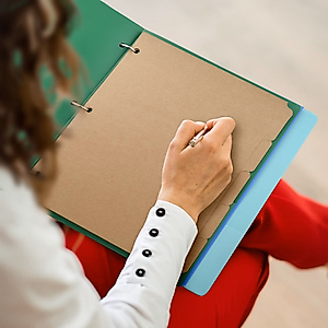 3 Ring Binder Dividers with 5-Tabs for Letter Size, 1/5 Cut, 3-Hole Punched, Blank Kraft Paper Index Dividers 8.5” x 11” for Extra Durable for College, Adults