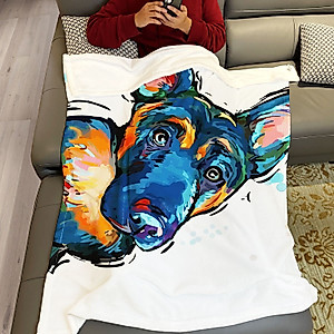 YISUMEI German Shepherd Dog Throw Blanket Modern Watercolor Print Fleece Blanket Soft Warm Cozy for Sofa Couch Bed 50"x60"